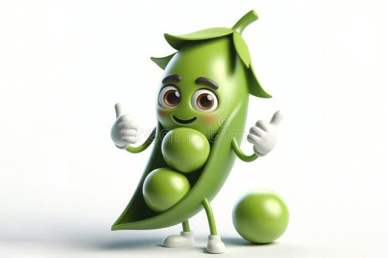 3d Peas Character with a Smiling Face on a White Background. Ai ...