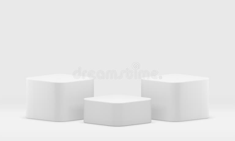 3d Pedestal White Smooth Cubes Squared Foundation Platform Decor ...