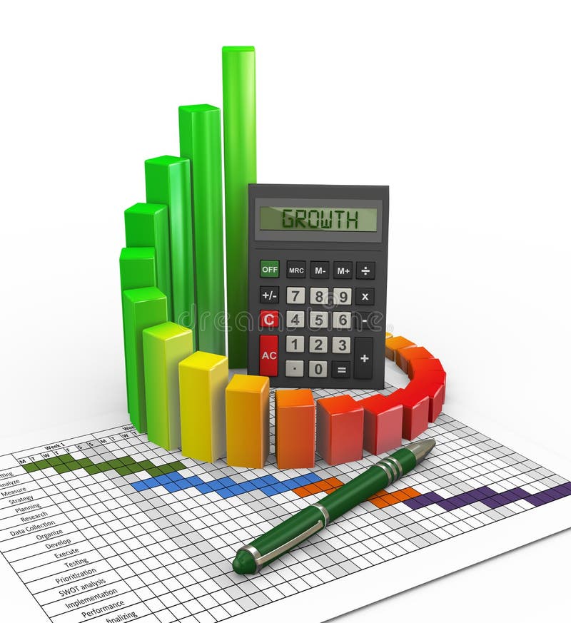3d Pen and Progress Bar on Gantt Chart Stock Illustration ...