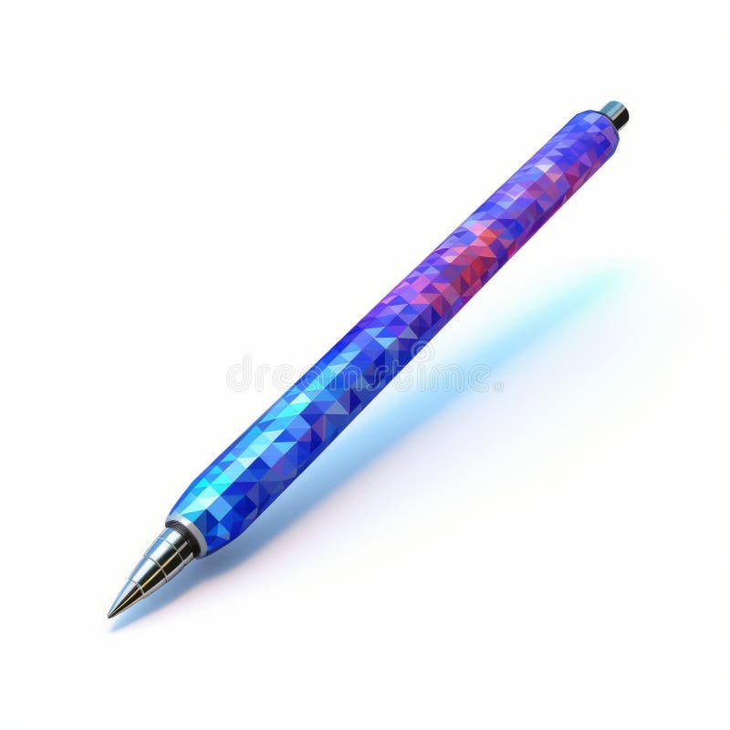 Pixelated Multifaceted Geometry Ballpoint Pen Illustration on White ...