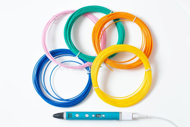 3D Pen and Multi-colored Plastic for it Stock Image - Image of color ...