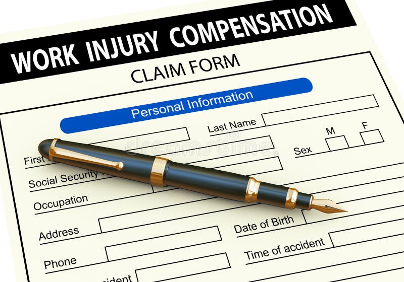 3d Pen and Work Injury Claim Form Stock Illustration - Illustration of ...