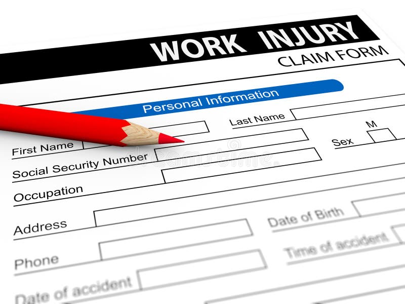 3d Pencil and Work Injury Claim Form Stock Illustration - Illustration ...