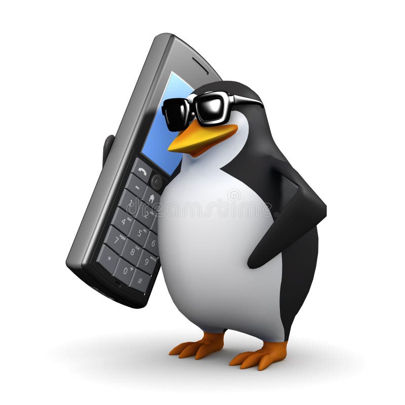 3d Penguin Chatting on a Mobile Phone Stock Illustration - Illustration ...