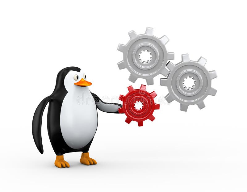 3d penguin holding tools stock illustration. Illustration of idea ...