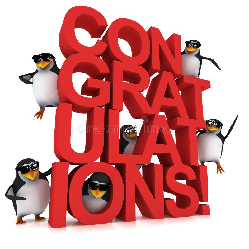 3d Penguin Congratulations stock illustration. Illustration of penguin ...
