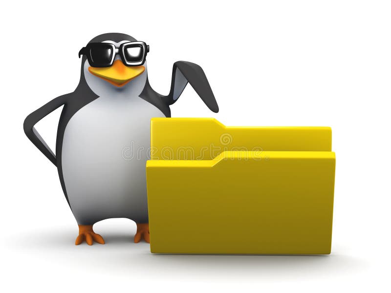 3d Penguin Points To Open Folder Stock Illustration - Illustration of ...