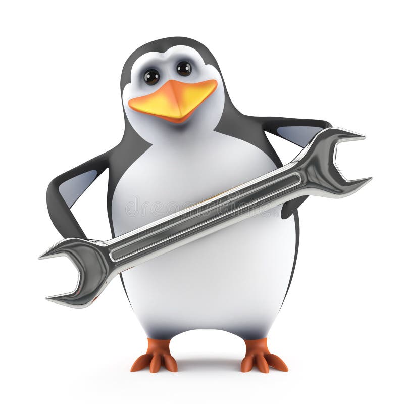 3D Mechanic Penguin With Hammer Stock Illustration - Illustration of ...