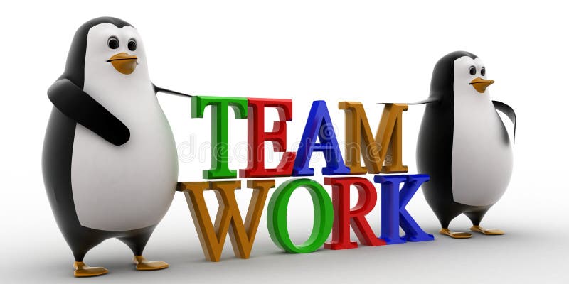 3d Penguins With Team Rk Text Concept Stock Illustration - Illustration ...