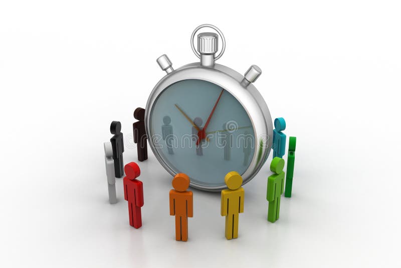 3d People Around the Clock, Time Management Concept Stock Illustration ...