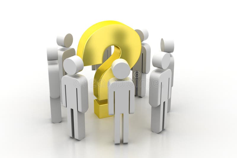 3d People Around the Question Mark Stock Illustration - Illustration of ...