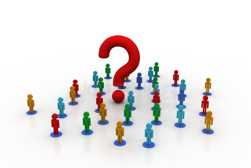 3d People Around the Question Mark Stock Illustration - Illustration of ...