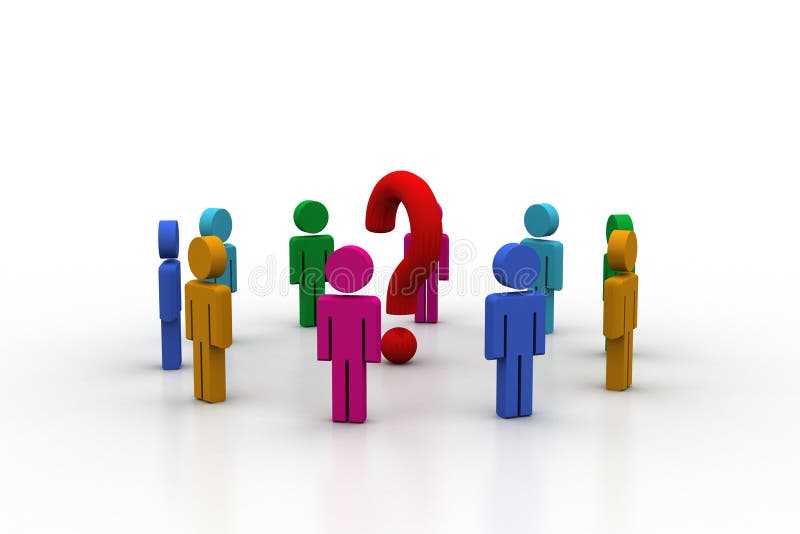 3d People Around the Question Mark Stock Illustration - Illustration of ...