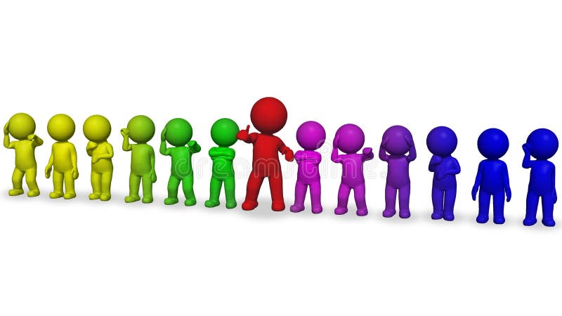 3D men in line walking stock illustration. Illustration of people ...