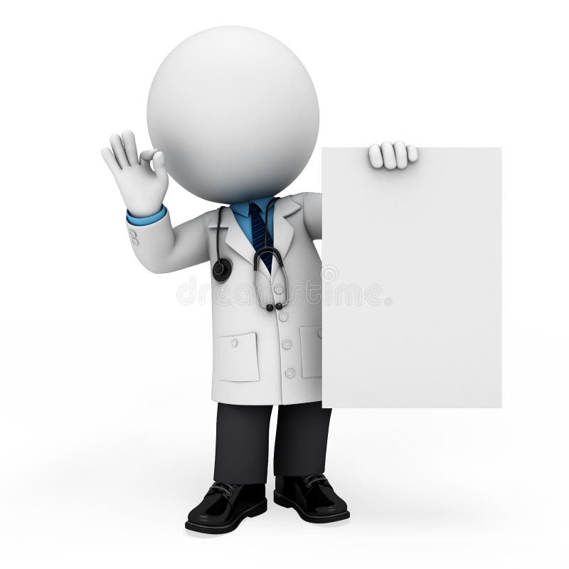3d People As Doctor With Big Sign Stock Illustration - Illustration of ...