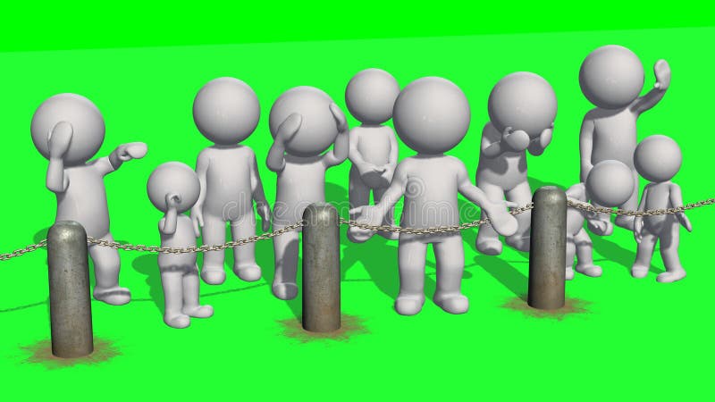 3D People Behind Chains Blockade - Green Screen Stock Illustration ...