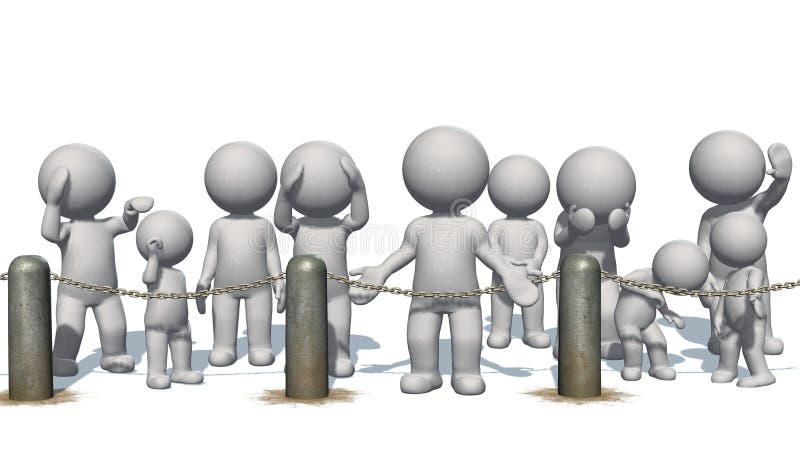 3D People Behind Chains Blockade Stock Illustration - Illustration of ...