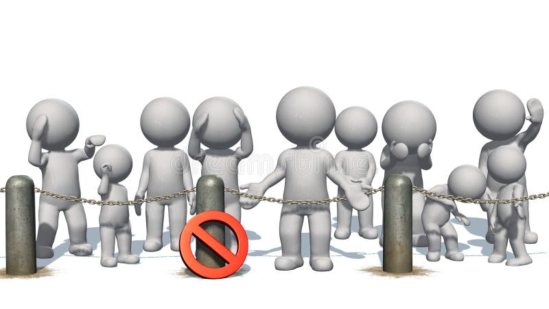 3D People Behind Chains Blockade Stock Illustration - Illustration of ...