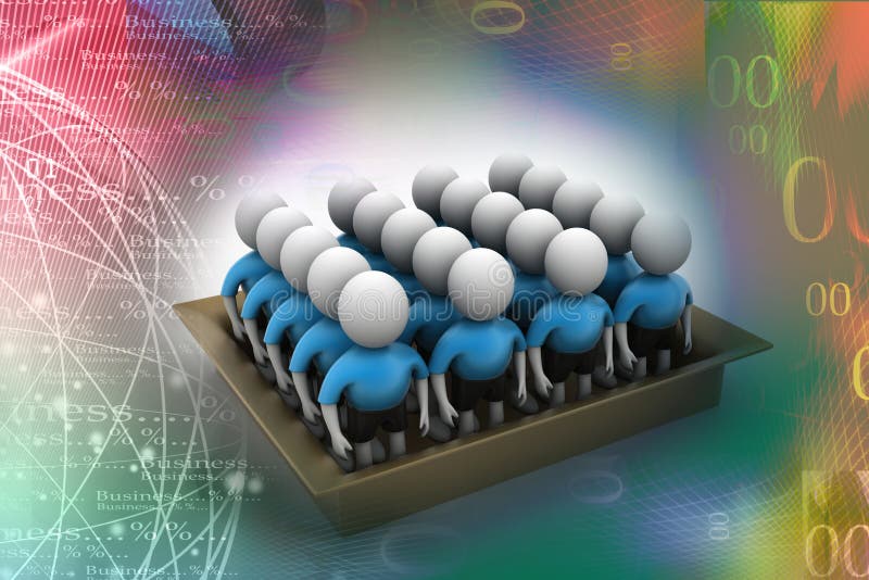 3d People in Box, Team Work Concept Stock Illustration - Illustration ...