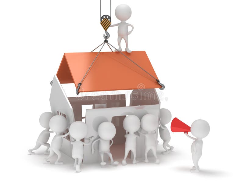 3D people build a house stock illustration. Illustration of business ...