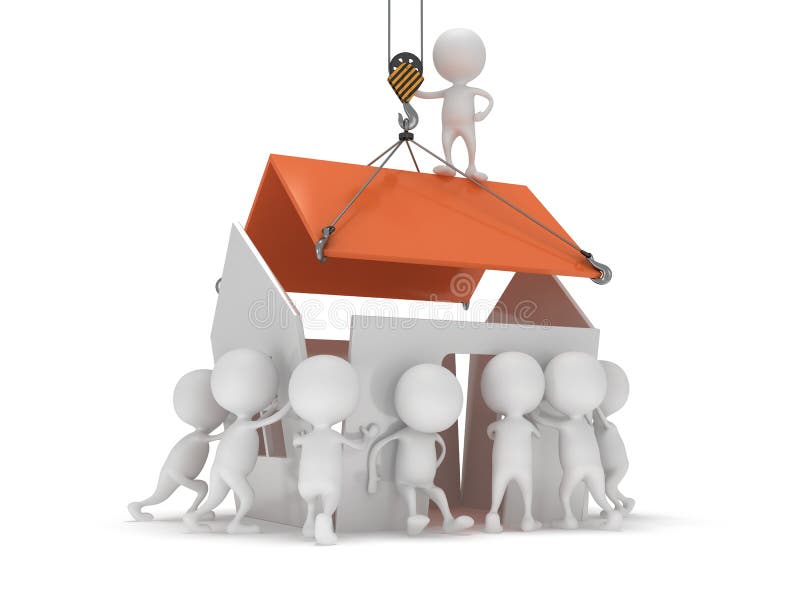 3D people build a house stock illustration. Illustration of hook - 40167532