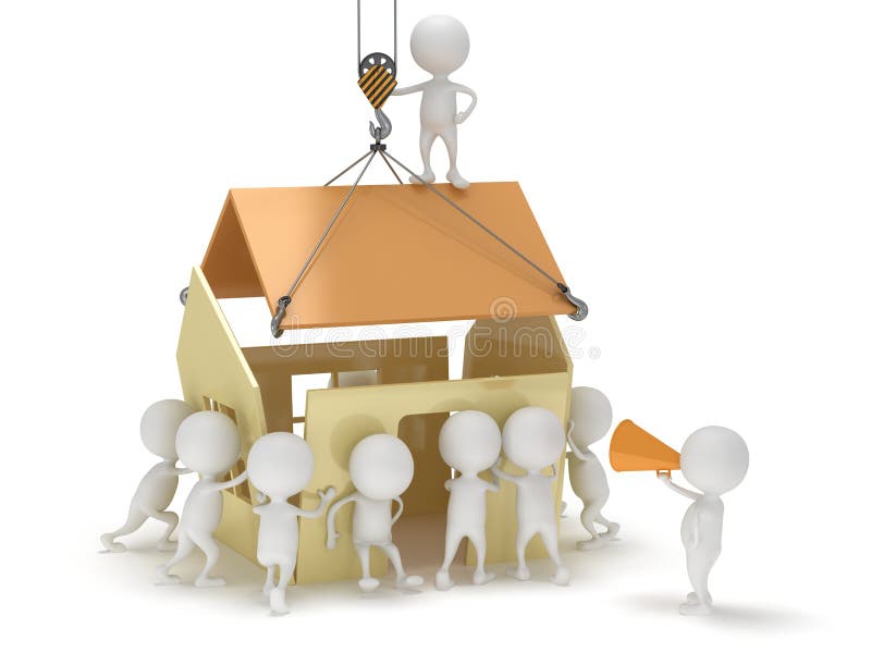 3D people build a house stock illustration. Illustration of ...