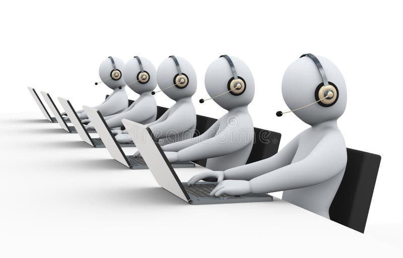 3d People at Call Center Support Stock Illustration - Illustration of ...