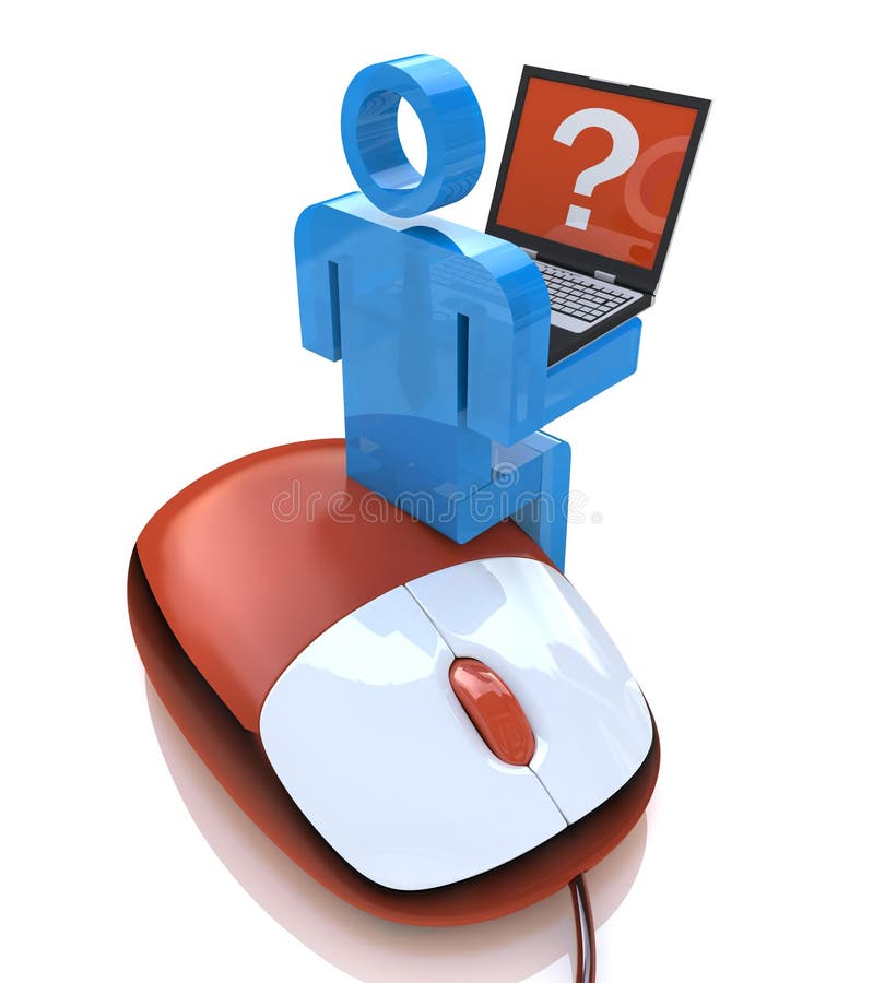 3d People Character, Person with a Laptop and Thinking on PC Mouse ...