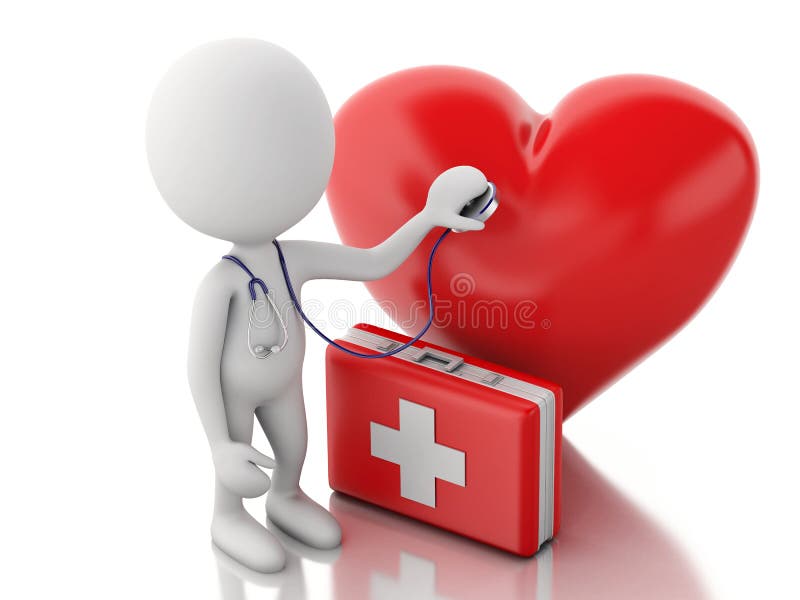 3d People Doctor with a Stethoscope and First Aid Kit. Stock ...