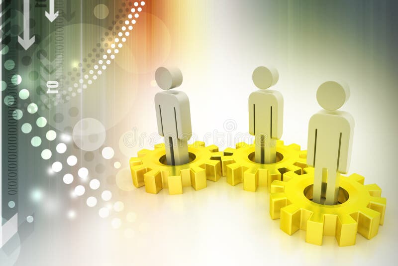 3d People in Gear, Team Work Concept Stock Illustration - Illustration ...