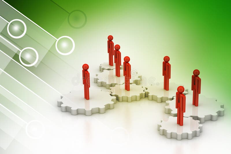 3d People in Gear, Team Work Concept Stock Illustration - Illustration ...