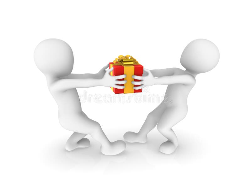 3d People with Gift Box. Competition on a Sale Stock Illustration ...