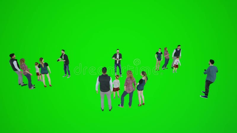 3d People Green Screen Chroma Key Background Crowd Animation Walk Talk Dacke Stock Footage ...