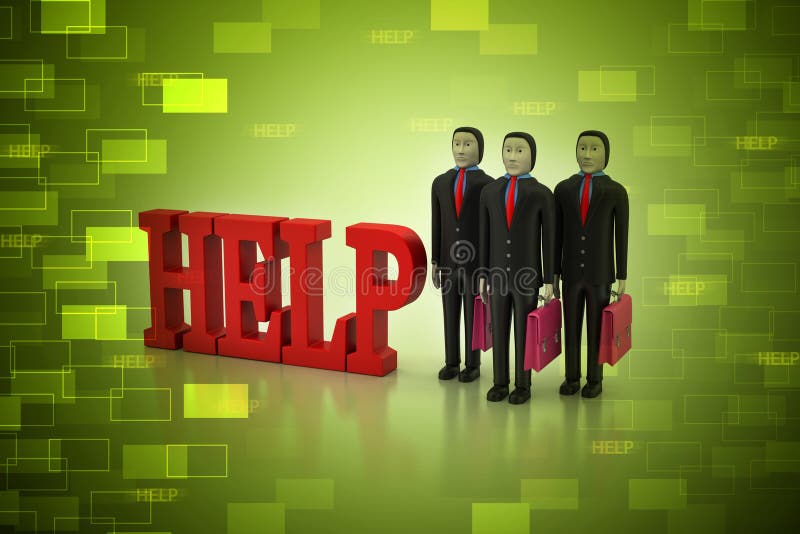 3d people with help text stock illustration. Illustration of success ...