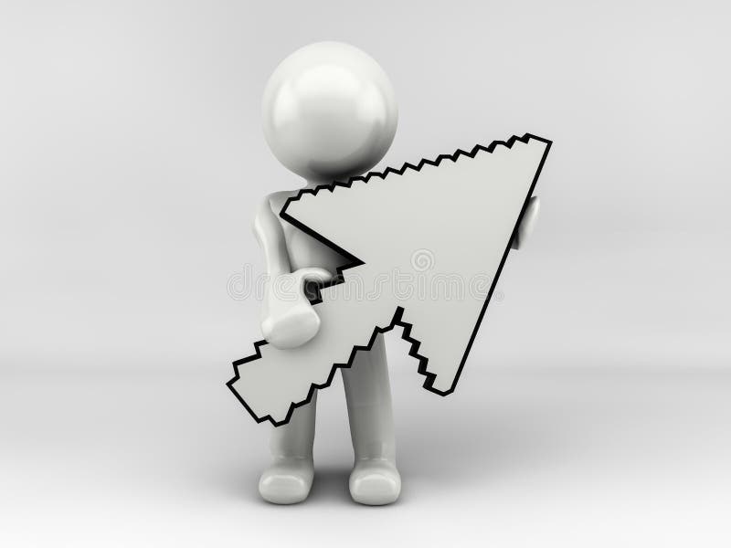 3D People- Human Character with Cursor Stock Illustration ...