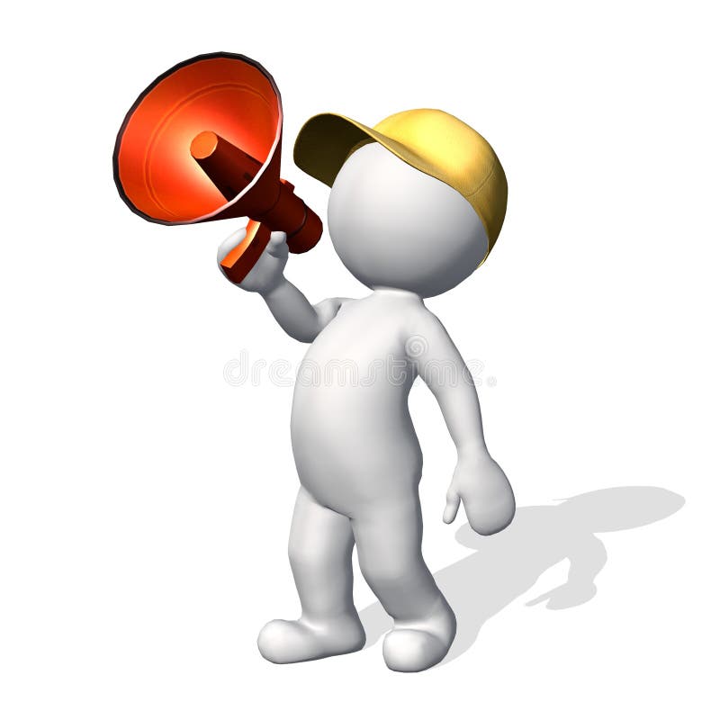 3D Man Giving an Announcement Stock Illustration - Illustration of ...
