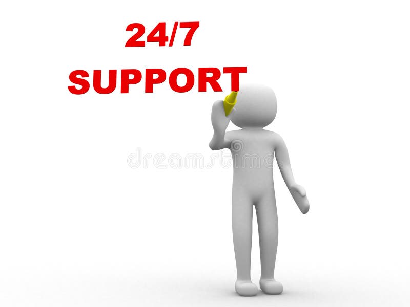 3d People - Man, Person with a Support 24/7 Stock Illustration ...