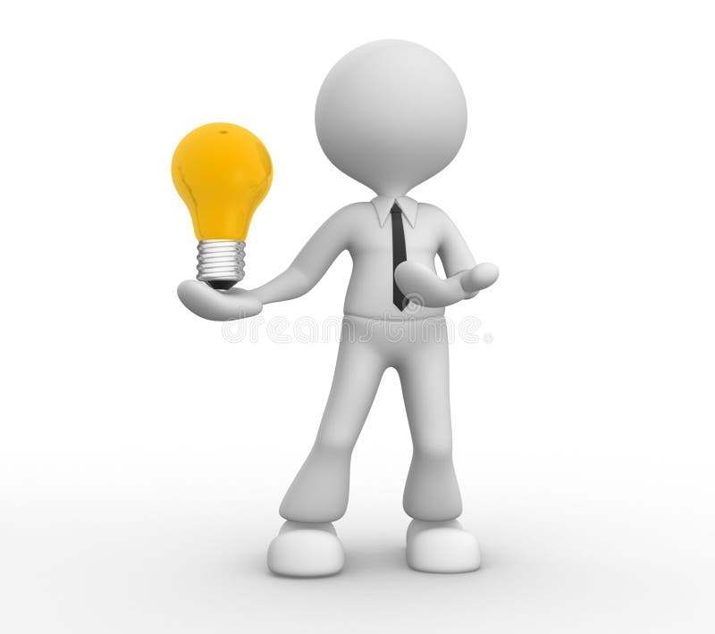 3D Human Holding Light Bulb Stock Illustration - Illustration of ...