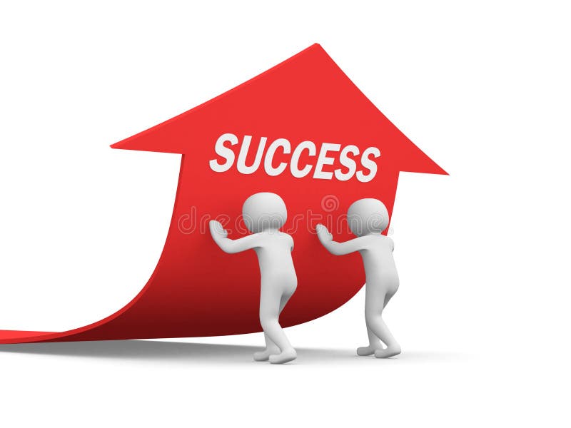 3d People - Men, Person Pushing Red Arrow. Concept Of Success. Stock ...