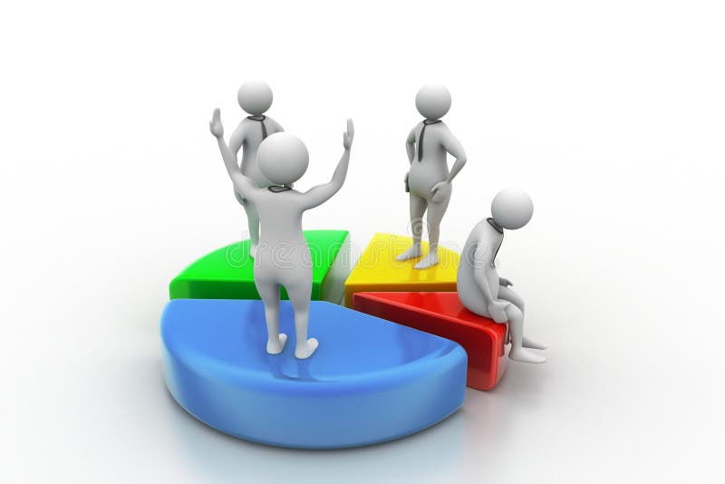 3d people with pie chart stock illustration. Illustration of ownership ...
