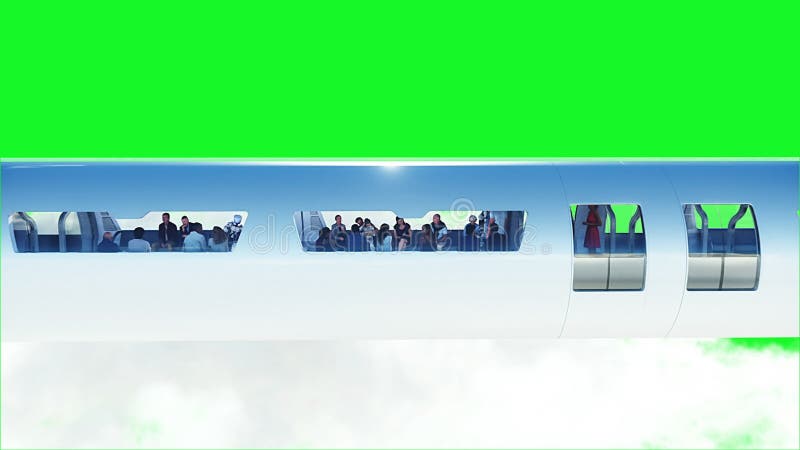 3d People and Robots. Flying Passenger Train. Utopia. Concept of the ...