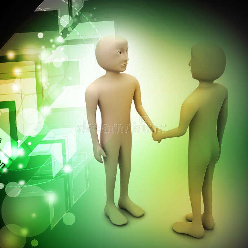 3d People are Shaking Hands Stock Illustration - Illustration of happy ...