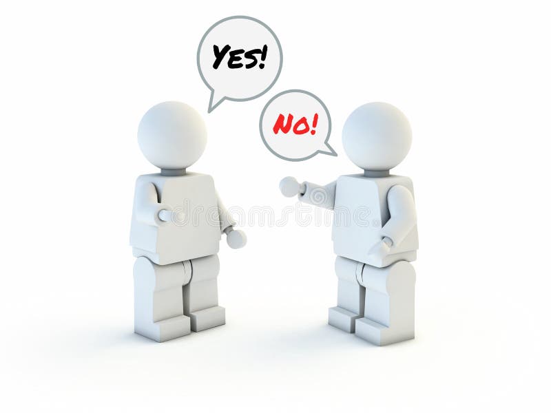 3d People Speech Bubbles and Text Yes and No Stock Illustration ...
