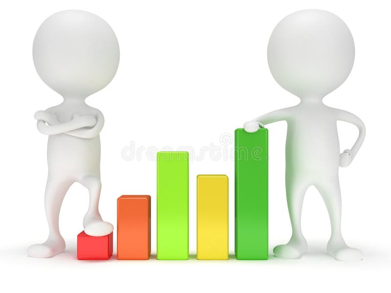 3d People Stand Near Colored Bar Graph Stock Illustration ...