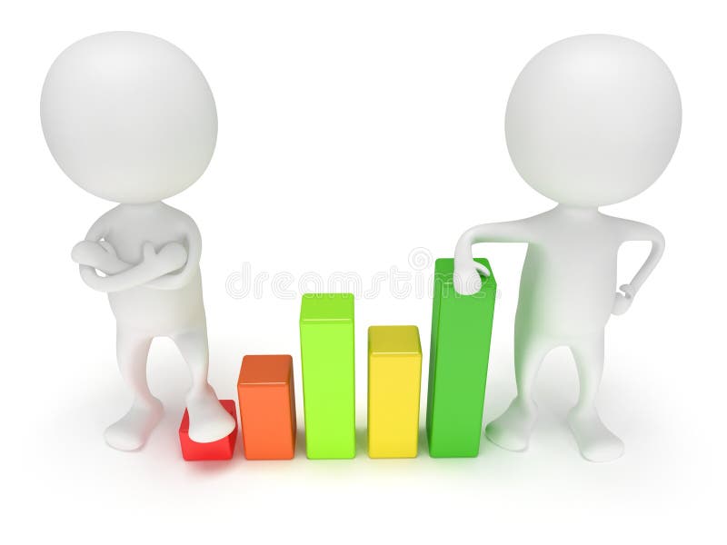 3d People Stand Near Colored Bar Graph Stock Illustration ...