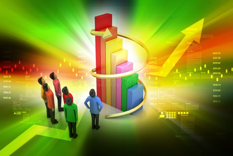 3D people business graph stock illustration. Illustration of shape ...