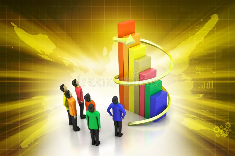 3D people business graph stock illustration. Illustration of shape ...