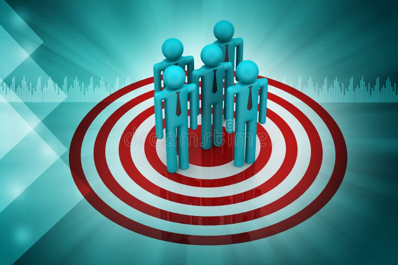 3d People Standing on the Dart Board Stock Illustration - Illustration ...