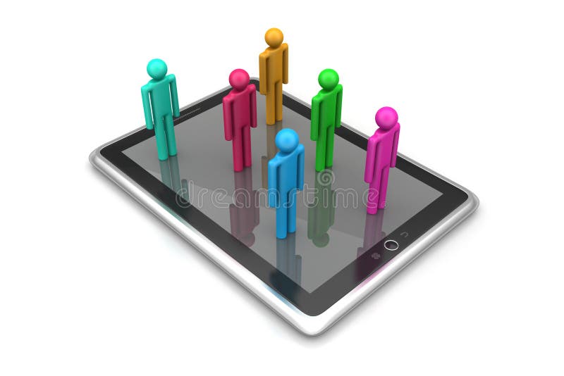3d People Standing on the Tablet Computer Stock Illustration ...