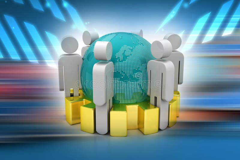 3d People Team Standing on the Gear Stock Illustration - Illustration ...